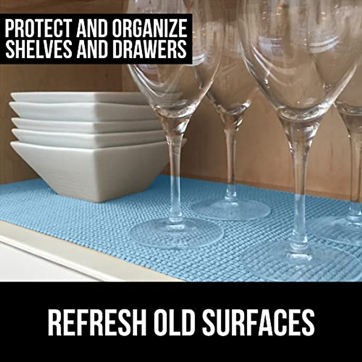 Gorilla Grip Drawer and Shelf Liner and Nonslip Bed Sheet Straps 4 Pack, Shelf Liner Size 17.5 in x 10 FT Aqua, Non Adhesive, Sheet Straps in White, Easy Install, 2 Item Bundle