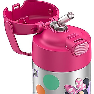 THERMOS FUNTAINER 12 Ounce Stainless Steel Vacuum Insulated Kids Straw Bottle, Minnie Mouse