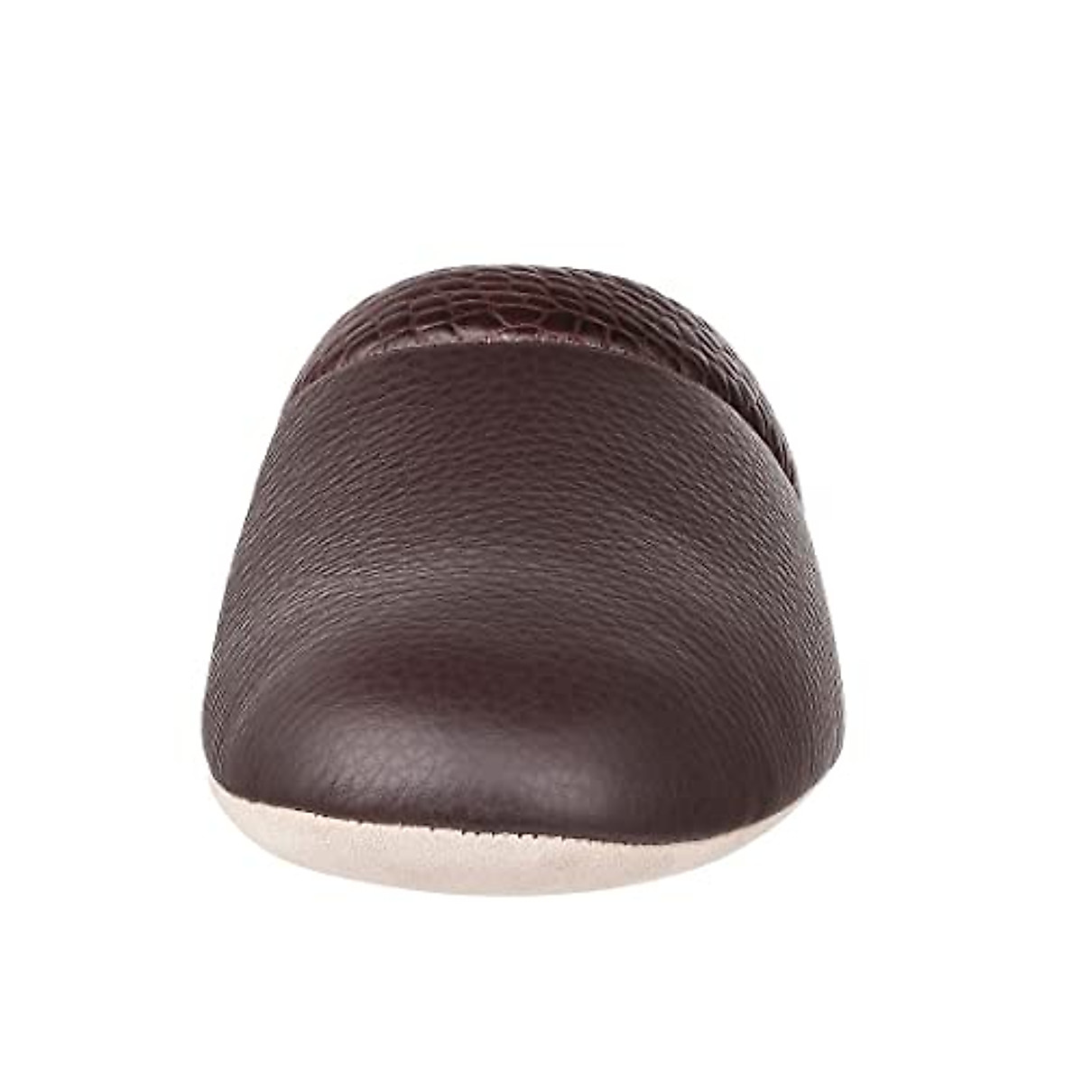 PAMIR Mens Premium Leather House Slippers with Memory Foam Brown Size 10