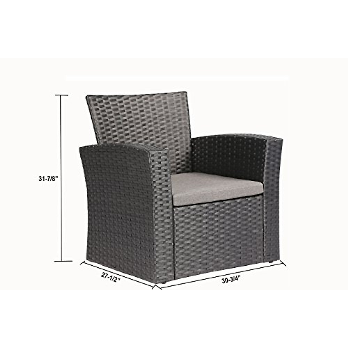 Baner Garden 4 Pieces Outdoor Furniture Complete Patio Cushion Wicker P.E Rattan Garden Set, Full, Black