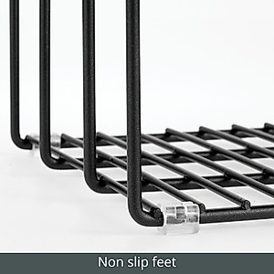 mDesign Steel Storage Tray Organizer Rack for Kitchen Cabinet - Divided Holder with 3 Slots for Skillets, Frying Pan, Pot Lids, Cutting Board, Baking Sheets - Concerto Collection - Black