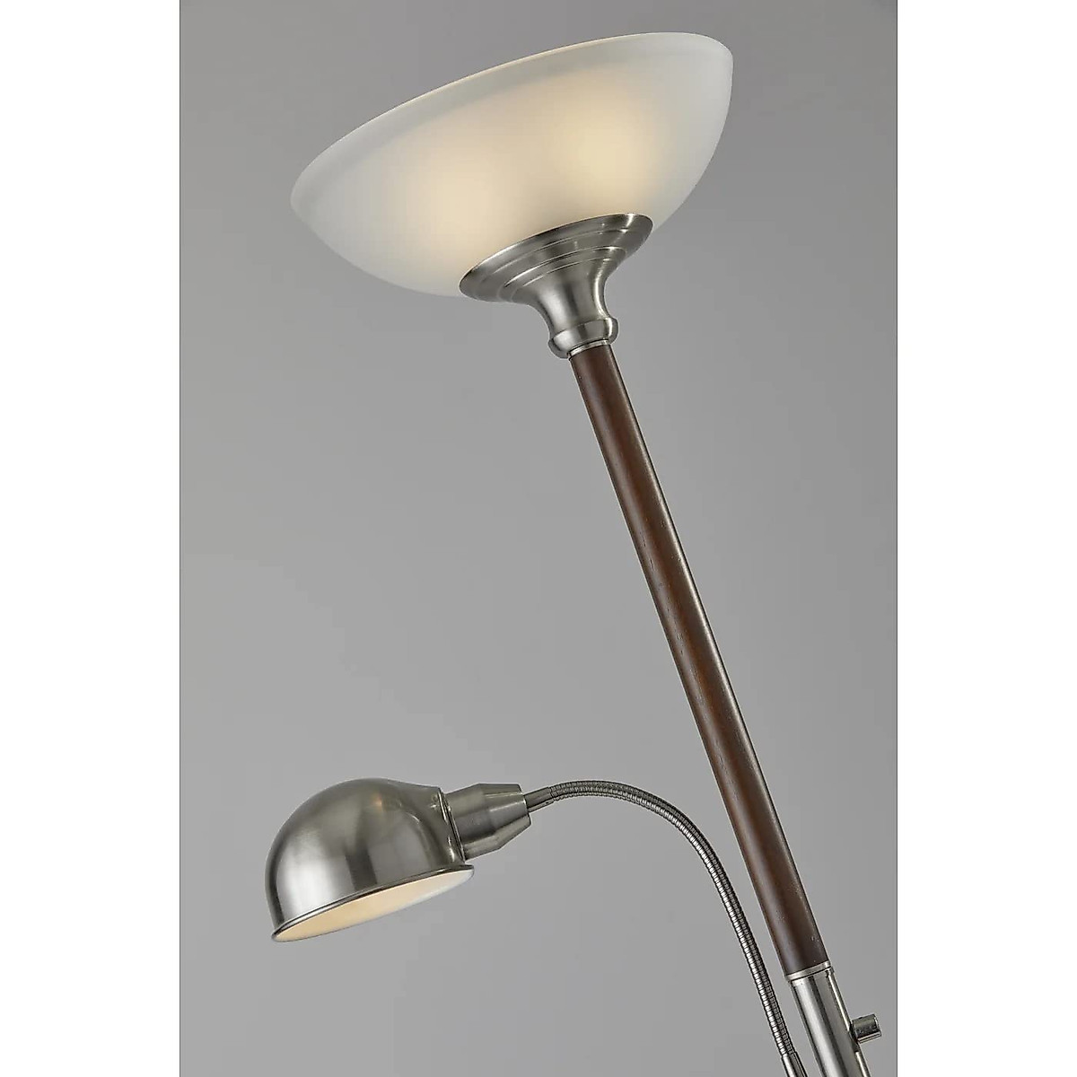 Adesso 4052-15 Lexington 71" Combo 2-Light Floor Lamp, Walnut, Smart Outlet Compatible