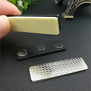 Onwon 10 Pieces Name Badge Magnets Magnetic Name Tag Holders ID Fastener Clip with Three Premium Strength Neodymium Magnets and Adhesive Backing - No Holes in Your Fine Jackets or Shirts, Black