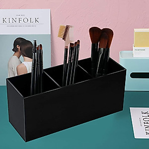 Weiai Black Makeup Brush Holder Organizer, 3 Slot Acrylic Cosmetics Brushes Storage Solution
