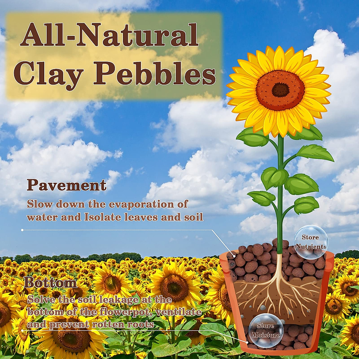 Legigo 2 LBS Organic Expanded Clay Pebbles, 4mm -16mm Light Expanded Clay Aggregate, Natural Clay Pebbles for Hydroponic & Aquaponics Growing, Orchid Potting Mix, Dutch Buckets, Drainage, Terrarium