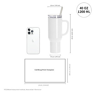 PYD Life 40 OZ Sublimation Tumblers with Removable Handle and Straw Lid Blanks White for 40 OZ Tumbler Heat Press Sublimation Oven Printing 2 Pack