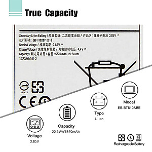 BOWEIRUI EB-BT810ABE (3.85V 22.6Wh 5870mAh) Tablet Battery Replacement for Samsung Galaxy Tab S2 SM-T815C SM-T815X SM-T815N0 SM-T817W SM-T817X SM-T817A SM-T817T SM-T817P Series EB-BT810ABA GH43-04431A