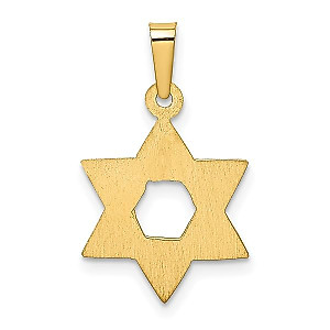 14K Yellow Gold Star of David Jewish Magen Necklace Judaica Religious Pendant Israel Charm 23mm x 13mm Only