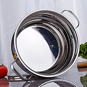 SANQIAHOME Induction Cooking Pot 24 cm - 18/8 Stainless Steel - 4.3L - Mirror polishing -with Scale ruler Suitable for All Cookers - Oven-Safe