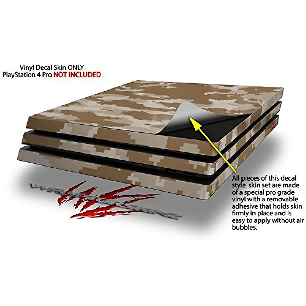 WraptorSkinz PS4 Pro Skin WraptorCamo Digital Camo Desert - Decal Style Skin Wrap fits Sony PlayStation 4 Pro Console