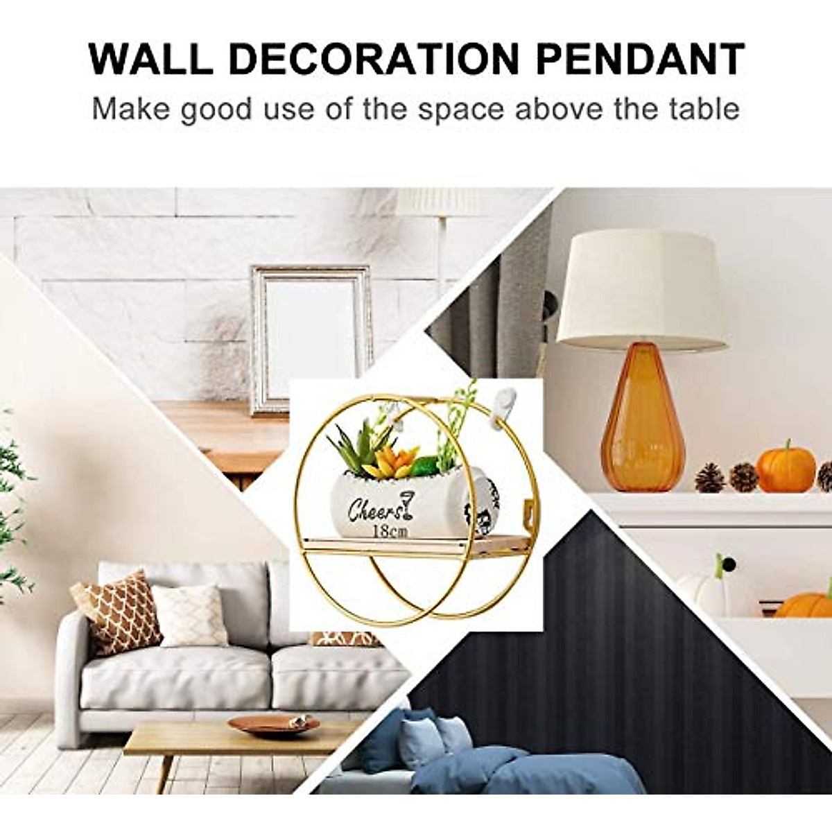 YunNasi Floating Wall Mounted Shelf Storage Display Racks Hanging Home Decor Unit for Living Room Bedroom Hallway (Small Round, Black)…