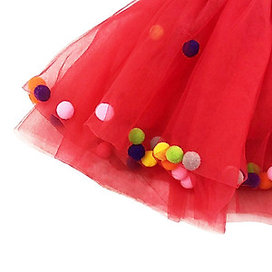 YOHA Baby Girls Birthday Tutu Dress Mermaid Tutus Soft Pom Tutu Dress for Toddler Girls(Red,100)