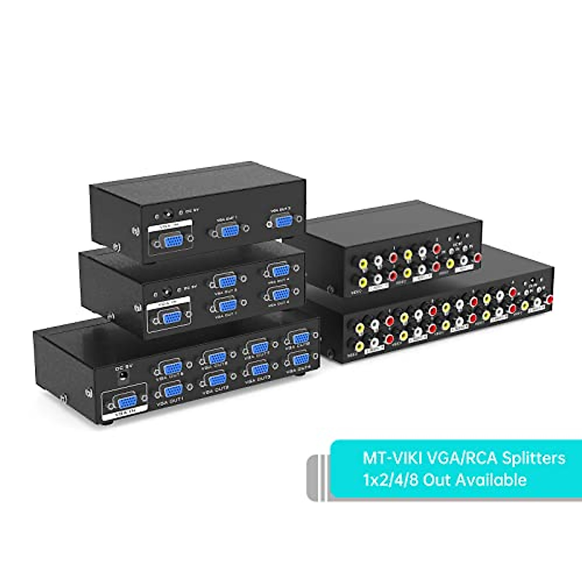 MT-VIKI 4 Way 3 RCA Splitter Composite Video Audio Distribution (1 in 4 Out)