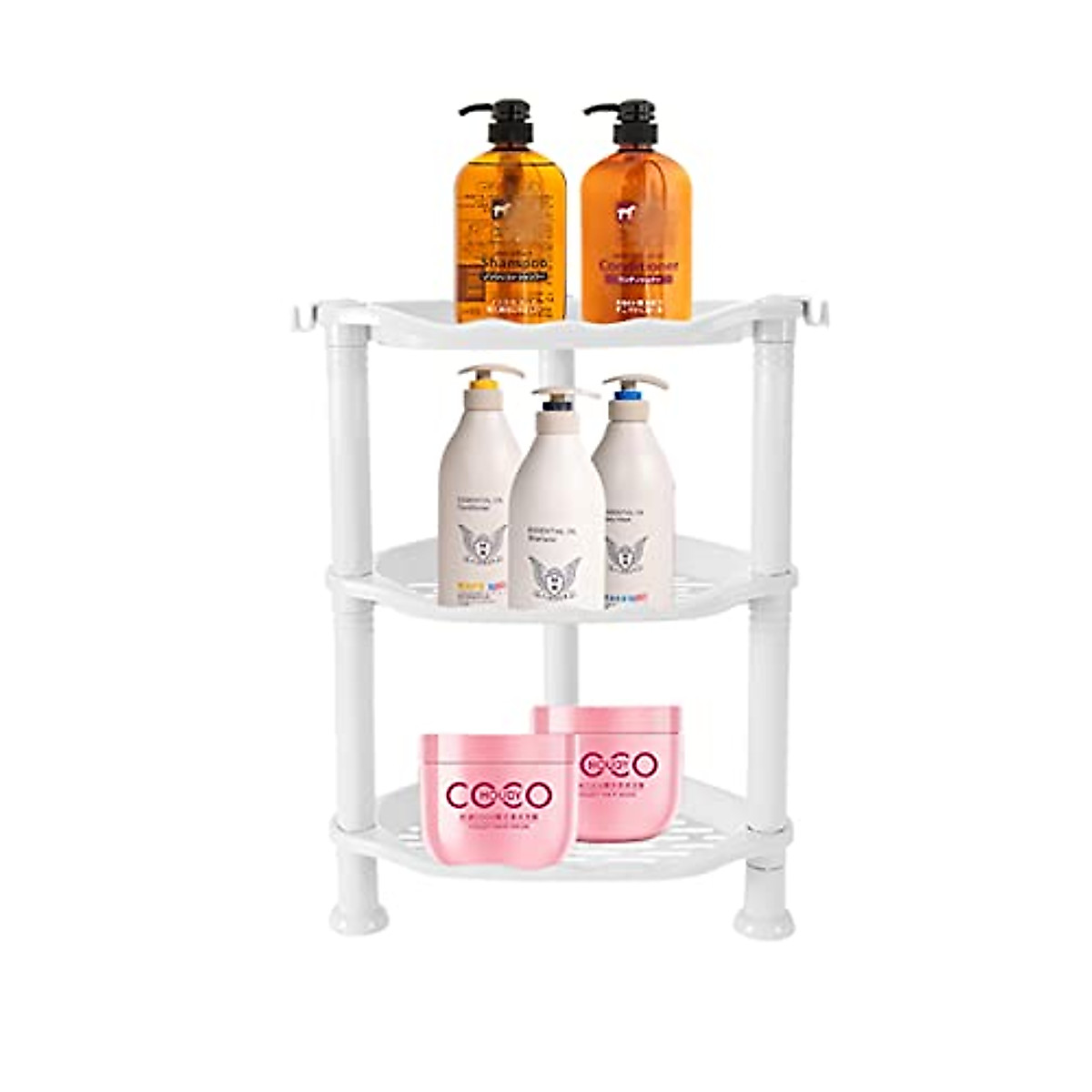 3 Tier Corner Shower Caddy, Rustproof, Plastic Shower Organizer for Bathroom, Bathtub, Shower pan, Bath Accessories Shower Caddies, 13.5 x 10 x 18 Inches, White (White 3 Tier Triangle)