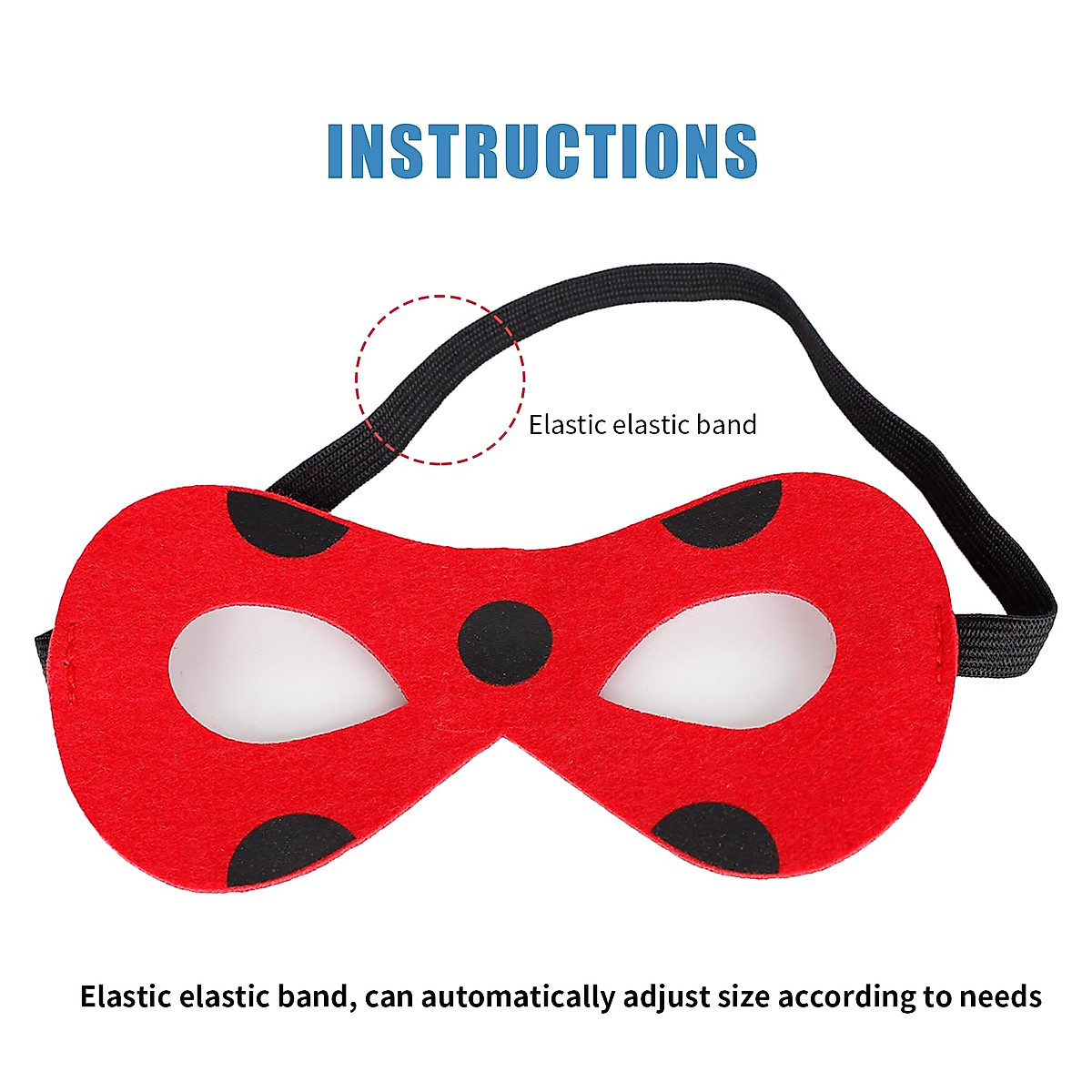 WeKen Lagybug Mask + Ladybug Clip on Earrings Black Spot Red Mask and Ladybug Earrings Set for Ladybug Cosplay