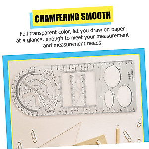 MAGICLULU 1 Set Drawing Ruler Clear Measuring Mathematics Measuring Ruler Clear Graphic Design Ruler Mathematics Measuring Circle Scale Ruler Plastic Multifunction Student Tape Measure