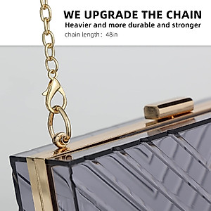 WJCD Clear Purses For Women Clear Purse Acrylic Clear Clutch Bag Clear Bag Stadium Approved (Grey)