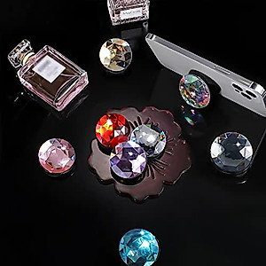 Frienda 8 Pieces Disco Crystal Phone Grip Holder Collapsible Finger Kickstand with Bling Disco Top Self-Adhesive Expanding Stand Universal Electronic Accessories for Phones Tablets