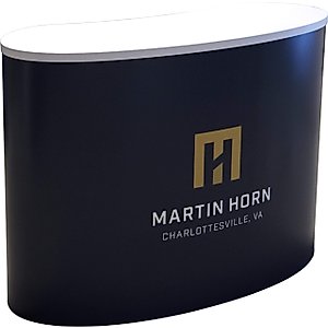 Portable Trade Show Graphic Counter Custom Printed Lightweight with Carrying Case and Shoulder Strap