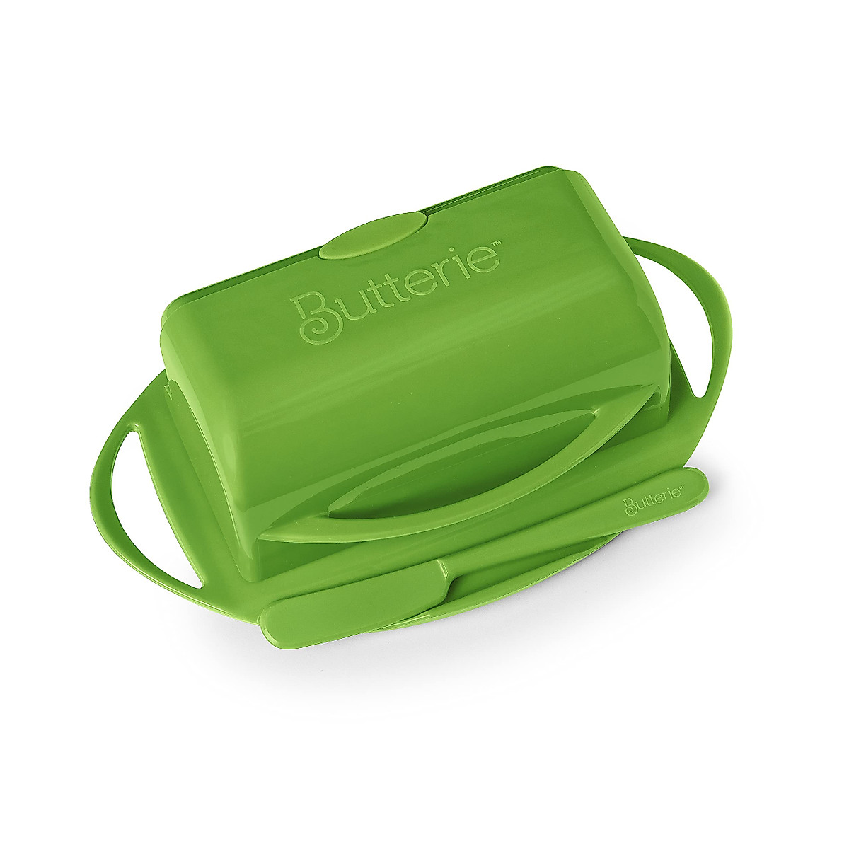 Butterie Flip-Top Butter Dish and Toaster Tongs Bundle (Green)