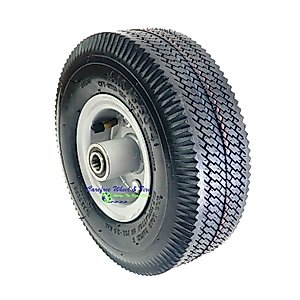 410/350-4 (10" x 3") Pneumatic Tire & Tube Assembly (2 1/4" Off -Centered Hub & 1" Metal Bushing)