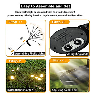 BCGA Solar Firefly Garden Lights, Outdoor Waterproof Solar Yard Light, for Christmas Outside Patio Pathway Landscape Decorations 8 Modes Warm White(2 Pack 20 LED)