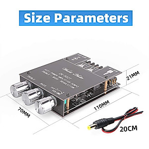 DAMGOO ZK-502T Bluetooth Amplifier Board with Treble and Bass Control, TPA3116D2 50W x 2, DC:9-24V, Bluetooth 5.0 AMP Board for Home Passive Speakers