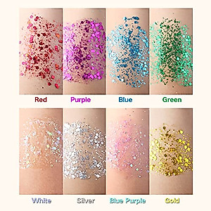 MEICOLY Gold Body Glitter Gel,Mardi Gras Carnival Accessories,Face Glitter for Women,Mermaid Sequins Holographic Chunky Glitter for Music Festival,Face,Body,Hair,Lip Sparkling Body Glitter,Gold