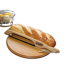BREAD Knife islice.ca Bagel Knife - solid oak bow bread slicer for homemade bread - 17 inch - easy grip handle. For sourdough loaf & baguettes, easily slices crusty and hot loaves premium kitchen gift