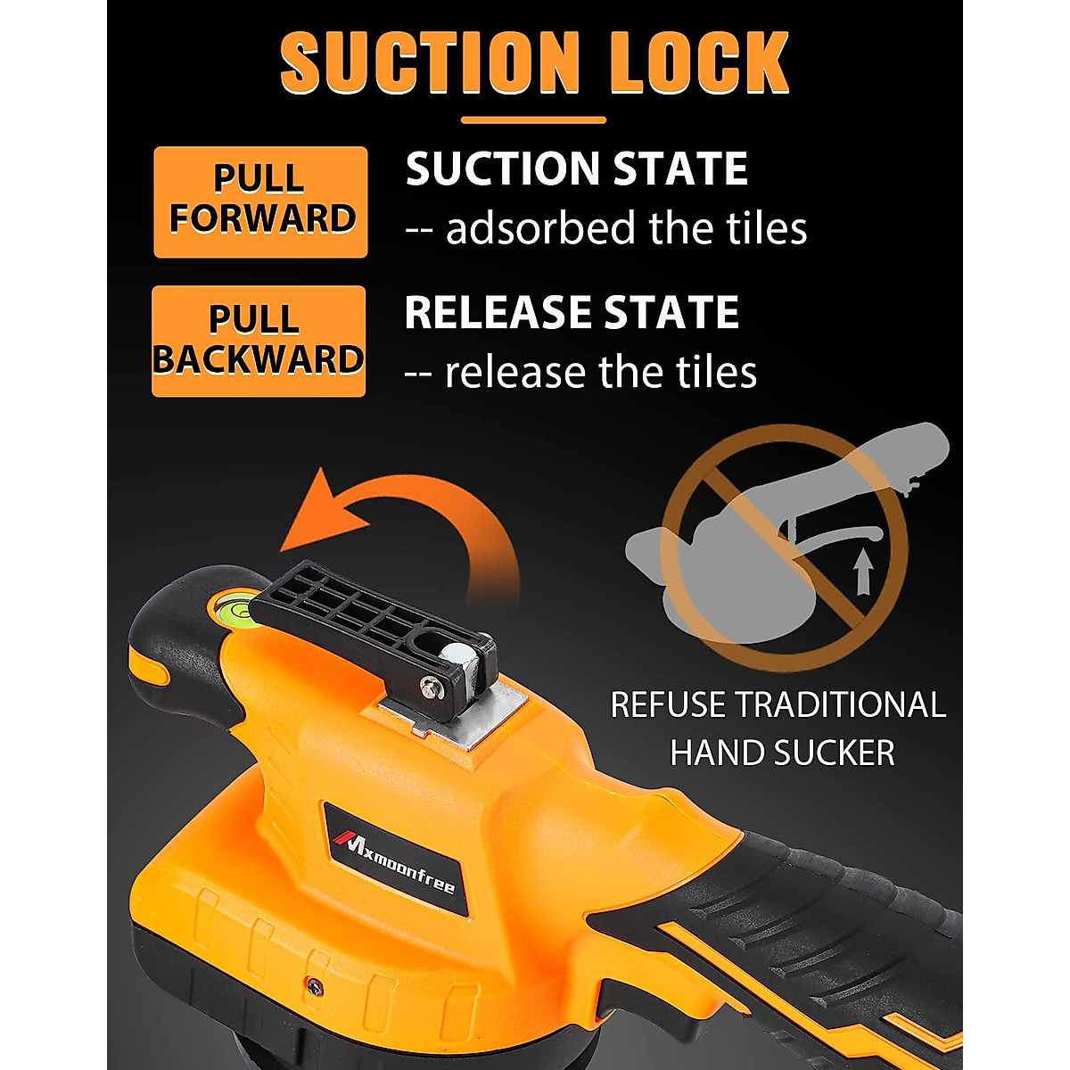 Mxmoonfree 12V Tile Vibration Machine ORANGE + Tile Vibrator No Suction Cup