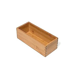 Lipper International Bamboo Wood Utensil Holder Storage Box for Cooking Tools, Makeup, or Office Supplies, 4" x 9 1/4" x 3"