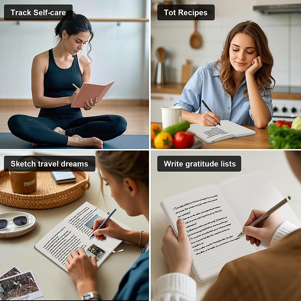 Compera Lined Journal Notebooks, 4 Pack, 176 Pages, 5.5 x 8.3, 100gsm Thick Paper, A5 Hardcover Notebooks with Pen Loop and Inner Pocket, for School Business Office College（Morandi colors）