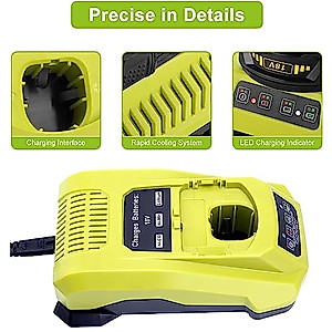 P117 Dual Chemistry Fast Charger Replace for Ryobi 12V-18V Lithium NiCad NiMh Battery Ryobi 18-Volt One+ P102 P108 P189 P197 P103 P105 P107 P190 P191 PBP002 PBP005