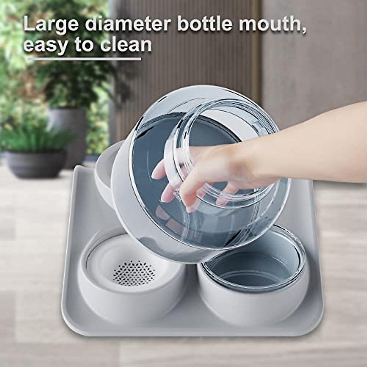 YMINA Dogs Water Dispenser Water Bowl for Dogs Automatic Cat Feeder Self Dispensing Pet Waterer Automatic Gravity Dog Cat Waterer Travel Supply Feeder and Water Dispense (1.8, Grey)