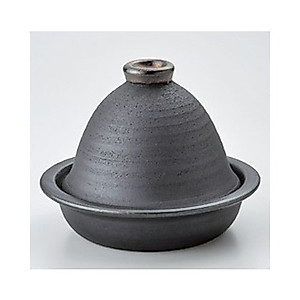 Tajin Pot, Shabu-Shabu, Black Gold Color Tagine Pot (Medium) 9.0 x 6.7 inches (22.7 x 17 cm), Body 2.4 inches (6 cm), Direct Fire, Restaurant, Ryokan, Japanese Tableware, Restaurant, Commercial Use