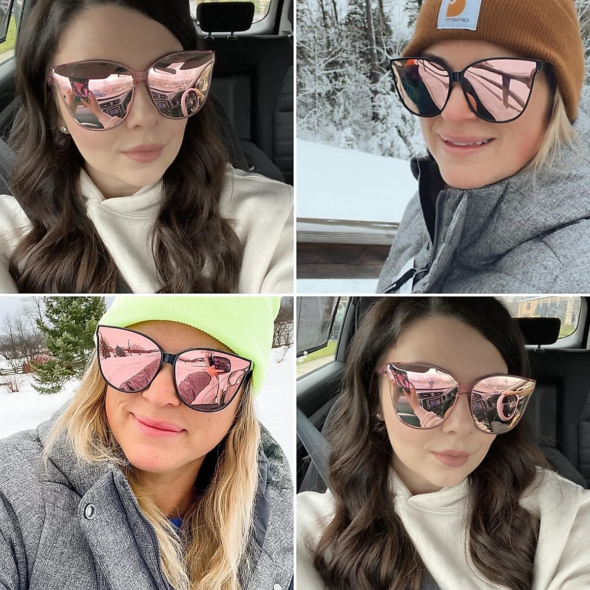 LVIOE Oversized Polarized Sunglasses for Women Trendy Large Cat Eye UV Protection Shade LS1627s