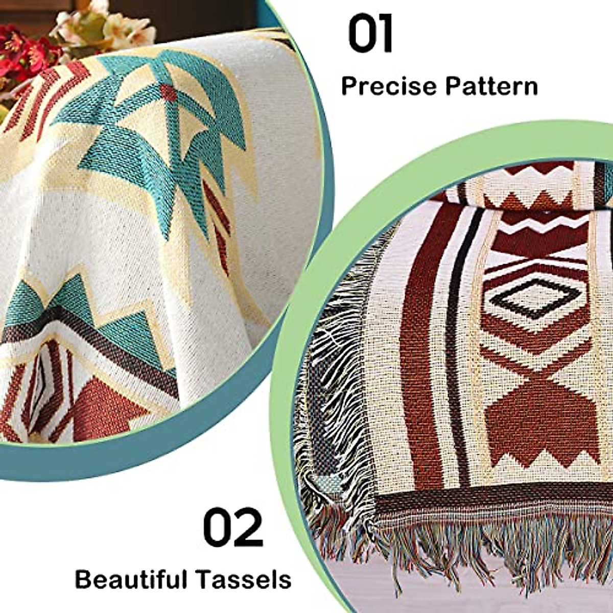 Hopstar Aztec Throw Blanket Navajo Indian Blankets and Throws Boho Western Decor Couch Cover Blanket for Bed Sofa Living Room Beach Travel 51"x63"