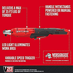 CRAFTSMAN CMCF930B V20* 3/8" Drive Cordless Ratchet (Tool Only)