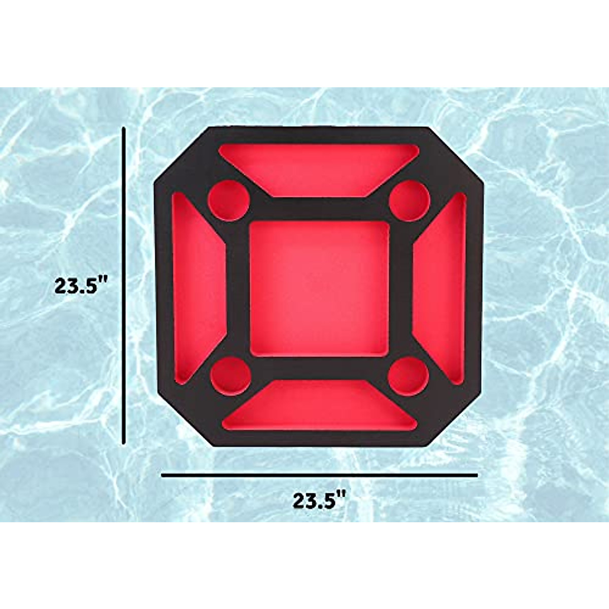 Polar Whale Large Floating Spa Hot Tub Bar Drink and Food Table Red and Black Refreshment Tray for Pool or Beach Party Float Lounge Durable Foam 23.5 Inches 9 Compartment UV Resistant