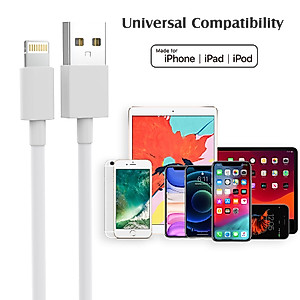 iPhone Charger[Apple MFi Certified] 6Pack（3/3/6/6/6/10 FT） Lightning Cable Power Fast Charging Cord Cable Compatible iPhone 14/13 /12/11 Pro MAX/XR/XS/8/7/Plus/6S/SE/iPad(White)…