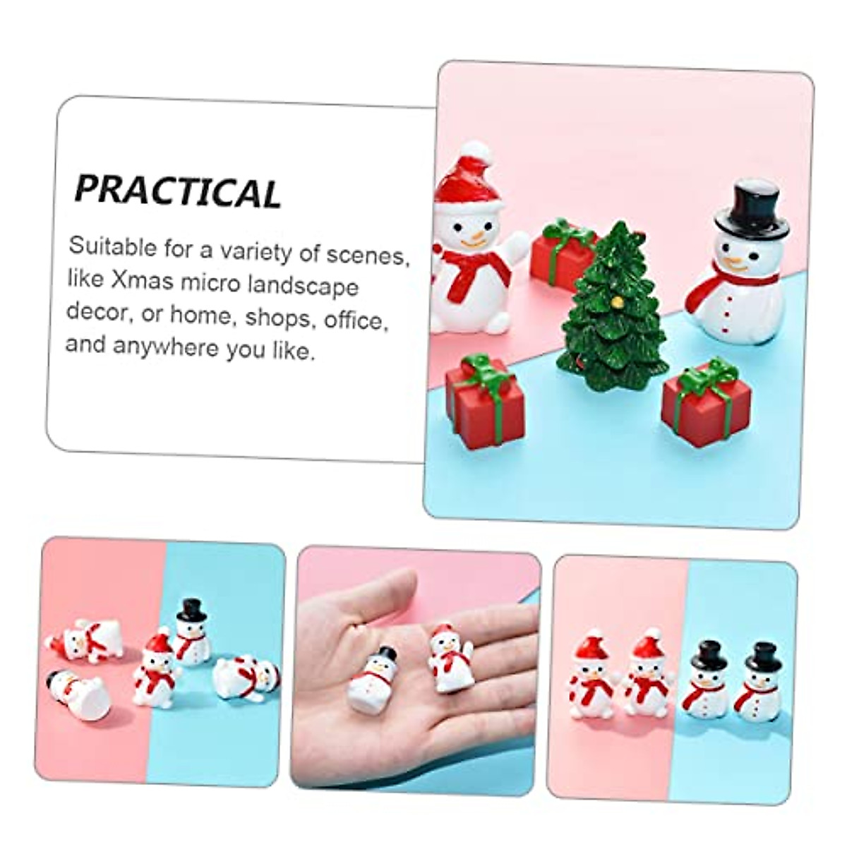 Abaodam 60 Pcs Mini Snowman Mini Christmas Decorations for Crafts Miniatures for Crafts Xmas Miniature Snowman Snow Globes for Kids Mini Figurine Fairy Birthday Party Supplies