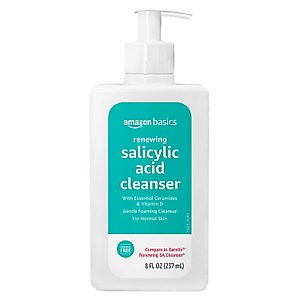 Amazon Basics Cleanser Face Wash - Renewing Salicylic Acid with Ceramides & Vitamin D, 8 fl oz, 1-Pack