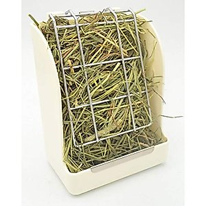 SunshineBio Hay Feeder Less Wasted Hay Rack Manger for Rabbit Guinea Pigs Chinchilla (White,1 Pack)