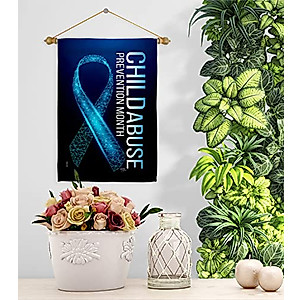 Breeze Decor Prevention Child Abuse Garden Flag Set Wood Dowel Support Awareness Inspirational Survivor Ribbon Cancer Autism Breast BLM House Banner Small Yard Gift Double-Sided, Made in USA