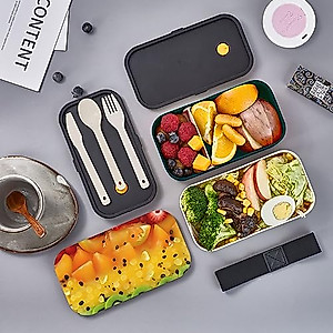 Fresh Fruit Adult Lunch Box, Bento Box, With Cutlery Set Of 3, 2 Compartments, Rectangular, Lunch Box For Adults