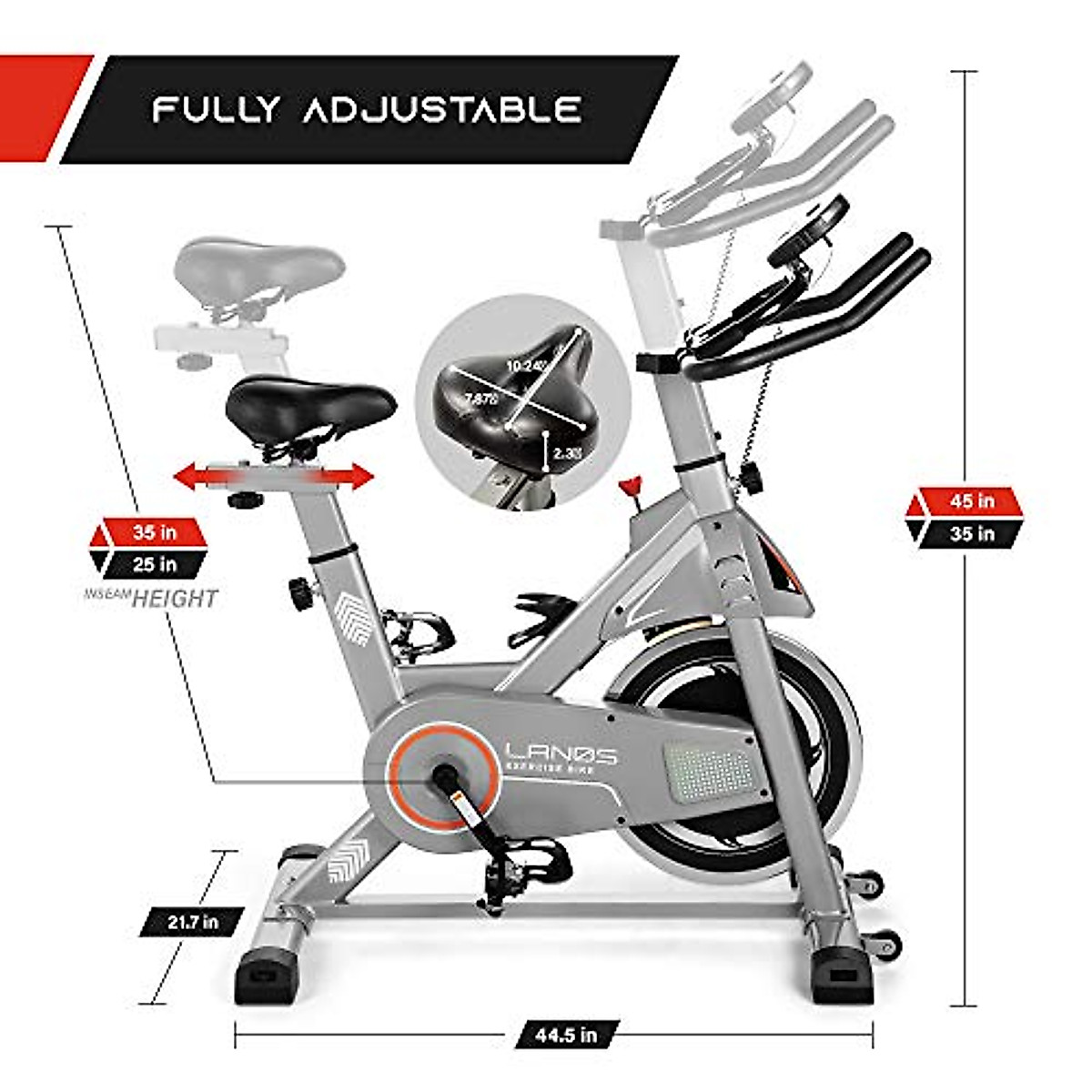 Lanos Exercise Bike, Stationary Bike for Indoor Cycling | The Perfect Exercise Bikes for Home Gym | Indoor Exercise Bike for Men and Women | Stationary Bike | Comfortable Seat Cushion, Silent Belt Drive, iPad Holder