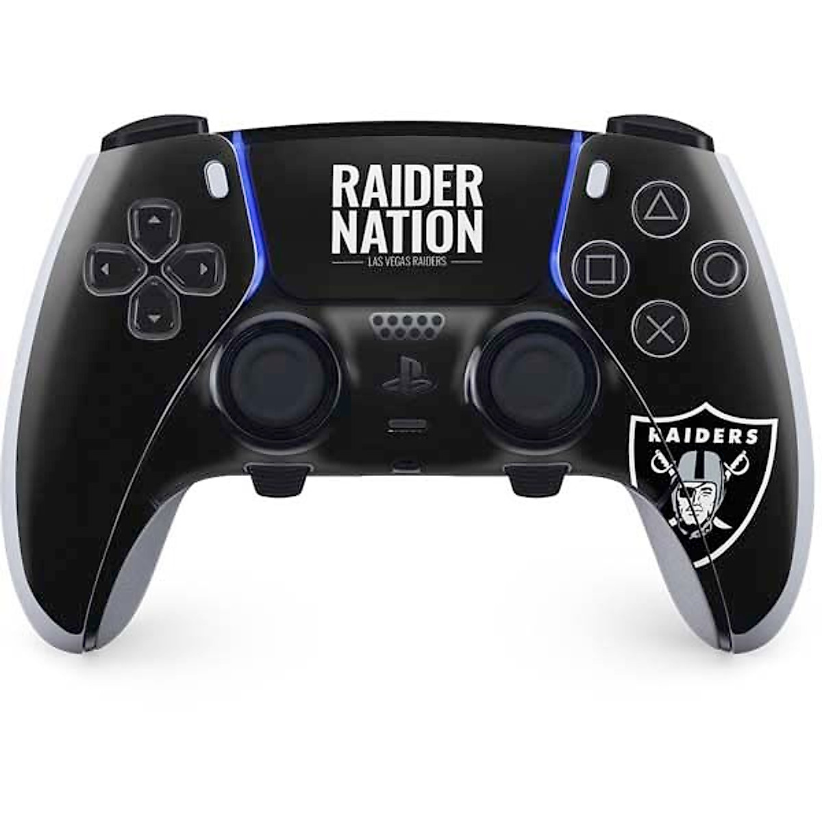 Skinit Gaming Decal Skin Compatible with PS5 DualSense Edge Pro Controller - Officially Licensed NFL Las Vegas Raiders Team Motto Design