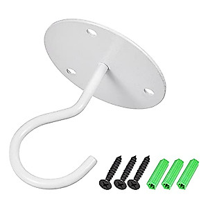 MECCANIXITY Ceiling Hooks Wall Mounted 65mm Round Plate Iron for Hanging Chandeliers Plants (White, Pack of 2)