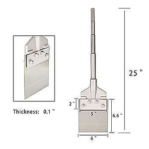 TINVHY SDS Max Floor Scraper, 6-in Wide Tile Removal Bit with Long Handle and Heavy Duty Blade for All SDS-Max Rotary Hammer Drills (6 x 25in)