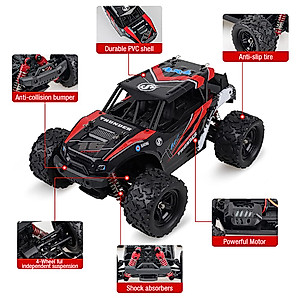 MaxTronic RC Cars,High Speed Remote Control Car for Adults,1:18 Scale 36 KM/H 4WD Off Road RC Monster Truck,All Terrain Electric Cars Two Rechargeable Batteries Included for Boys Girls